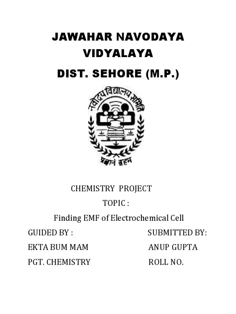 Chemistry Project | PDF | Redox | Electrochemistry