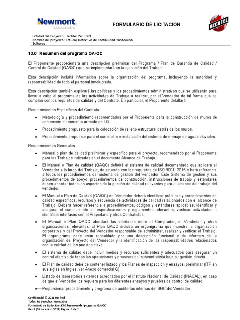 13.0 Resumen Del Programa QAQC | PDF