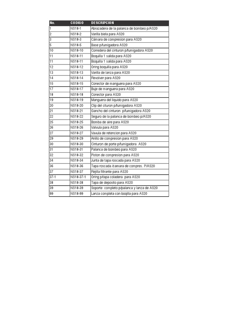 Despiece - AS20 | PDF