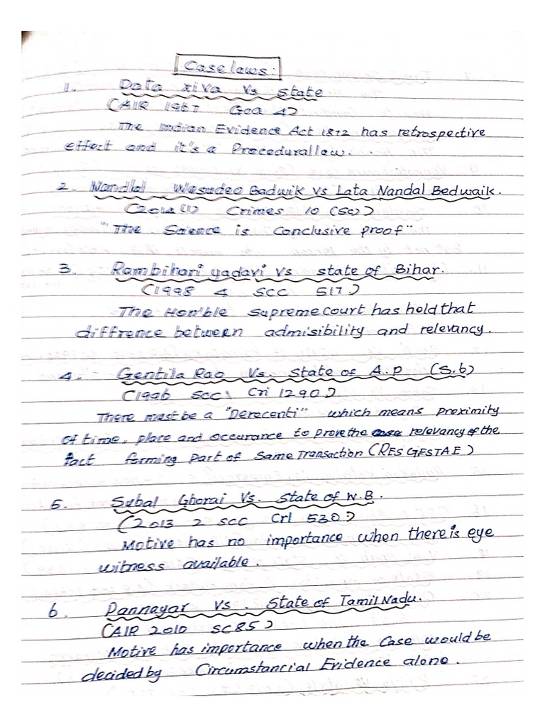 Indian Evidence Act - Case Laws. | PDF