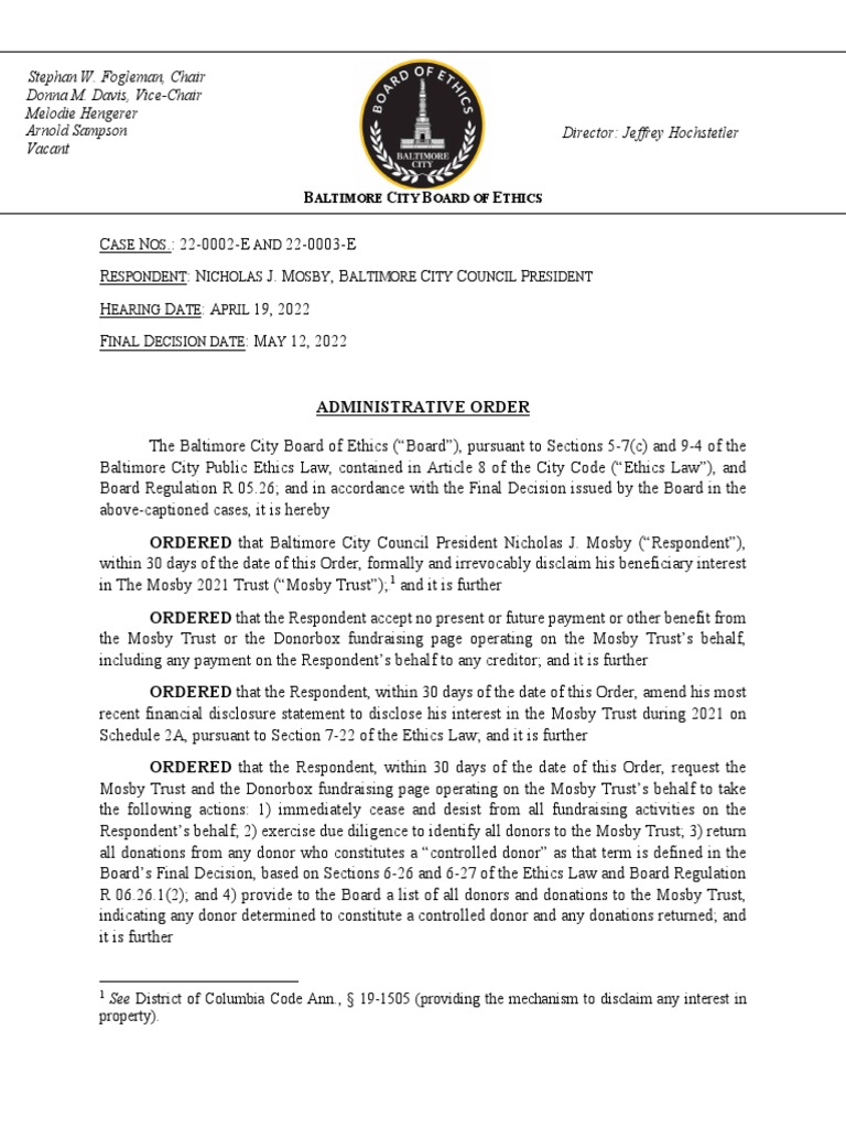 Nick Mosby - Administrative Orders | PDF | Common Law | Justice