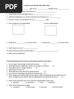 CBSE Class 6 Worksheet - Light, Shadows and Reflections PDF | PDF ...