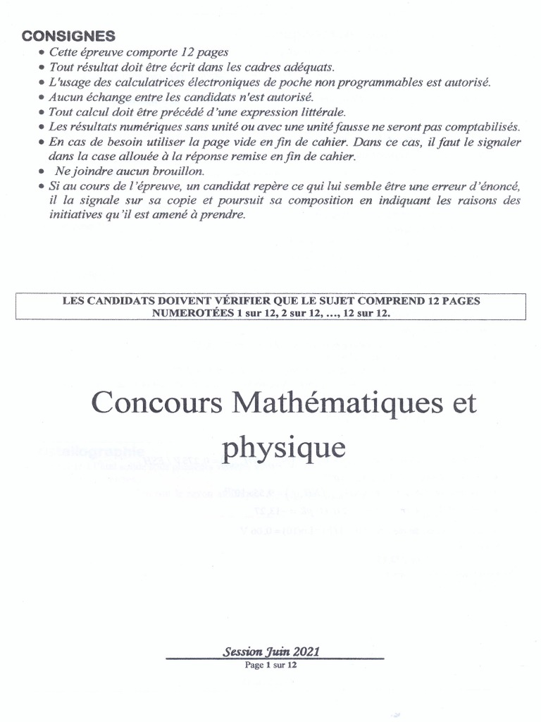 Épreuve de chimie MP Juin 2021 | PDF | Liaison chimique | Métaux