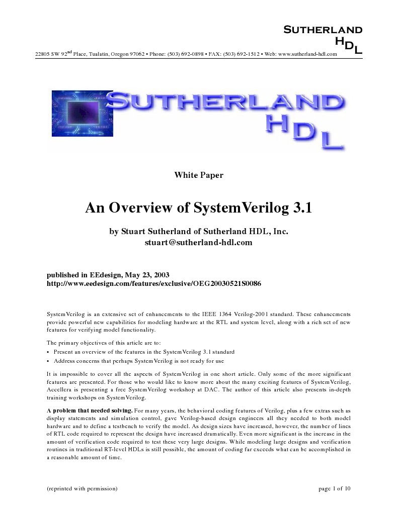 2003-SystemVerilog White Paper | PDF