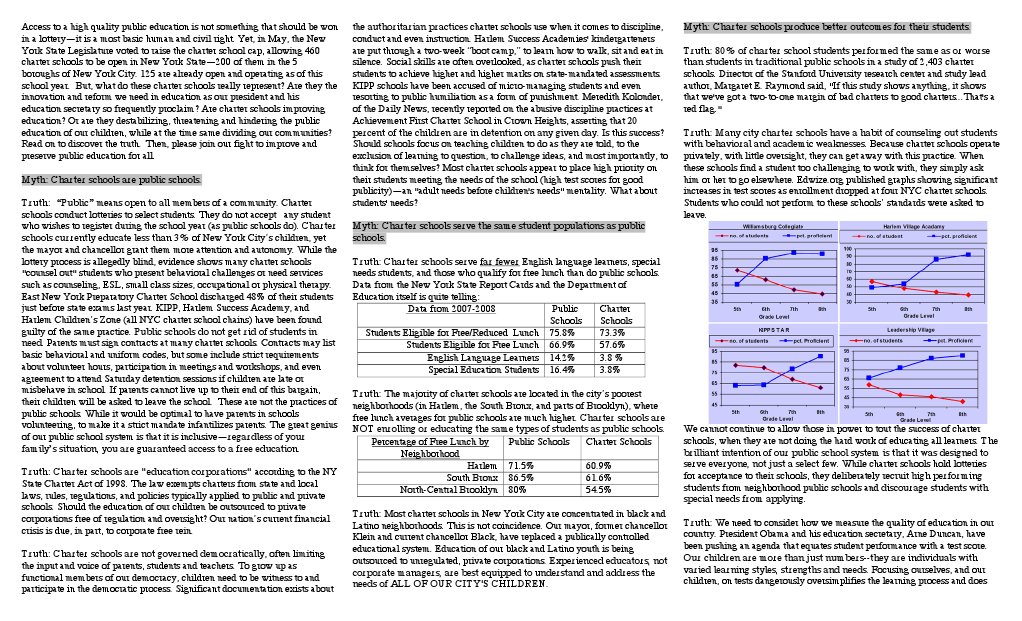 The Truth About Charter Schools in New York City | PDF | Charter School ...