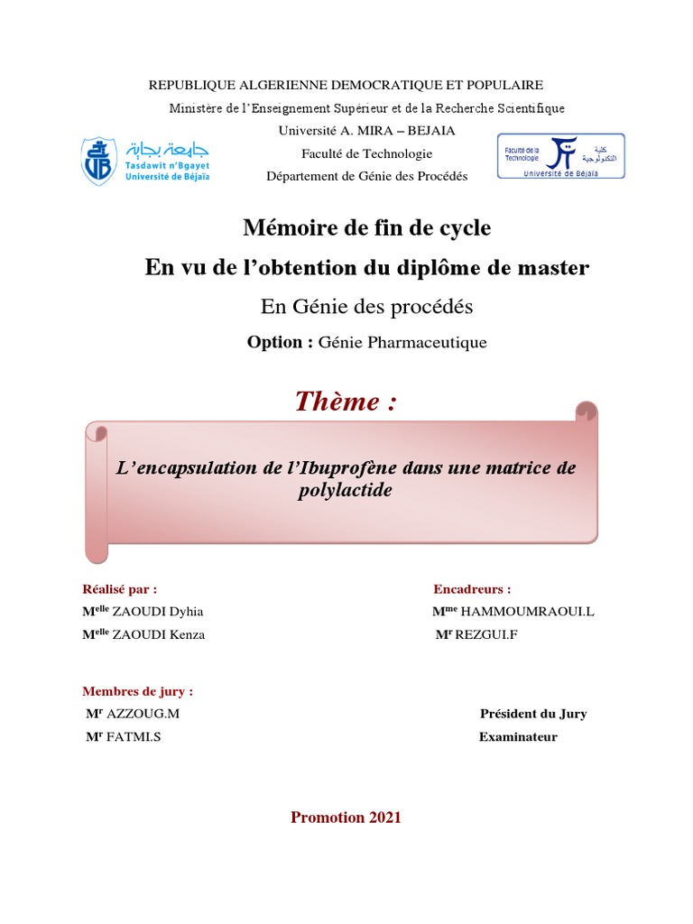 Memoir Final | PDF | Inflammation | Anti-inflammatoire non stéroïdien