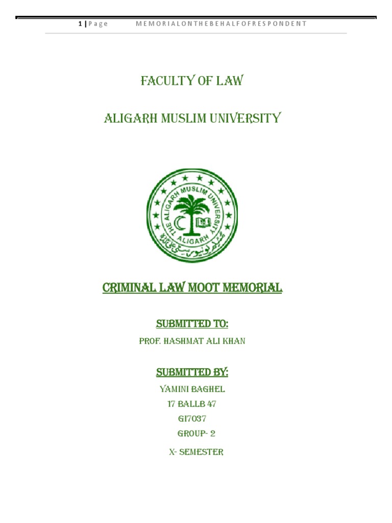 Respodent Criminal Memorial by Yamini Baghel | PDF | Burden Of Proof ...