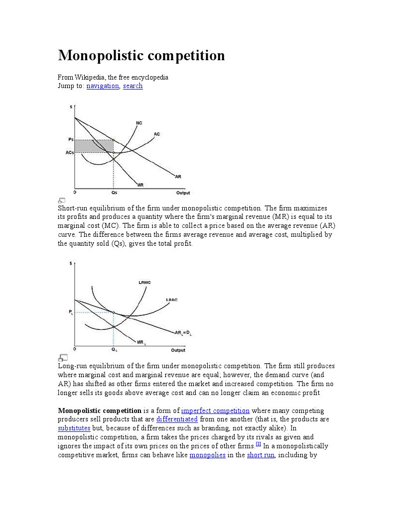 Monopolistic Competition | PDF | Monopoly | Market Power