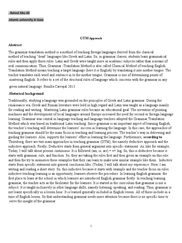 Batoul Abu Ali - Islamic University in Gaza .: Approach | PDF ...