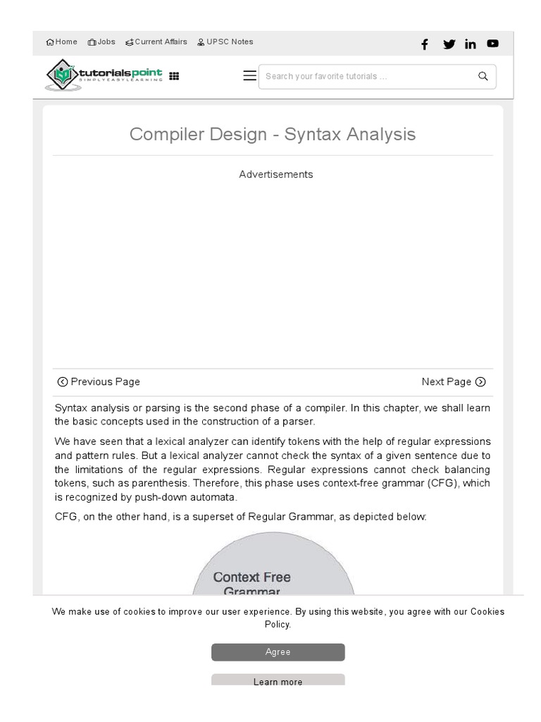 WWW Tutorialspoint Com Compiler Design Compiler Design Syntax Analysis HTM | PDF | Parsing ...