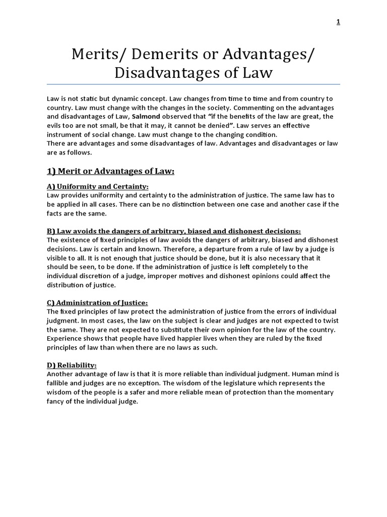 Advantages and Disadvantages of Law | PDF | Justice | Crime & Violence