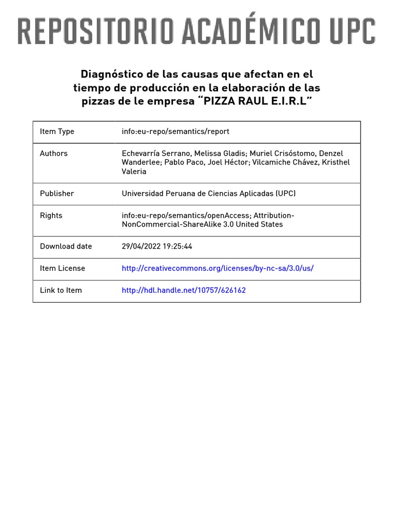 Informe Trabajo Pizza Raul | PDF