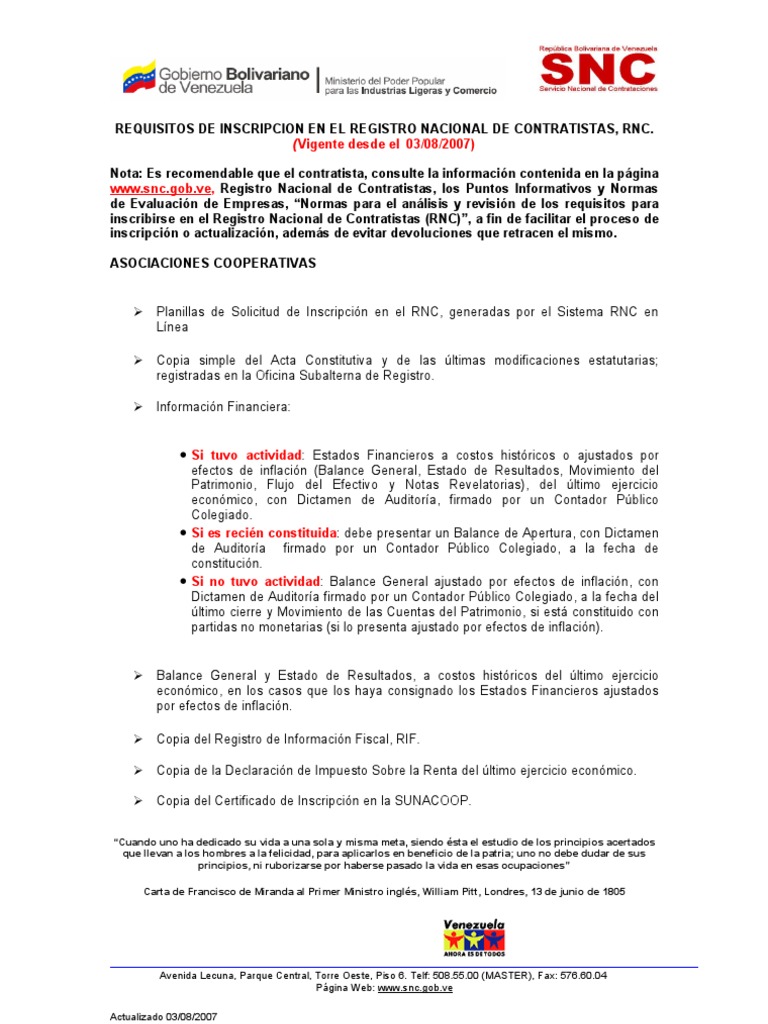 Requisitos Del RNC | PDF | Contador | Auditoría financiera
