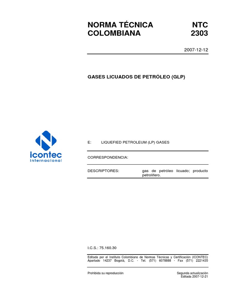 NTC 2303: Gases Licuados de Petróleo | PDF | Química | Combustibles fósiles