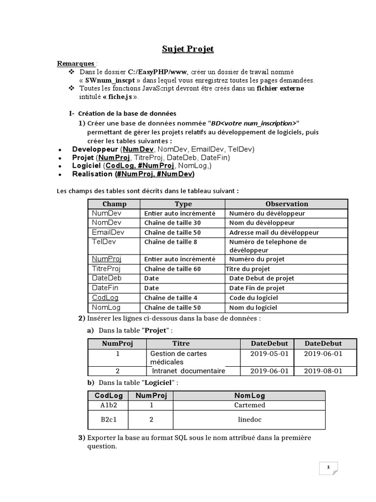 Sujet Projet | PDF | Ordinateurs