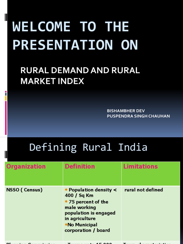 Welcome To The Presentation On: Rural Demand and Rural Market Index ...