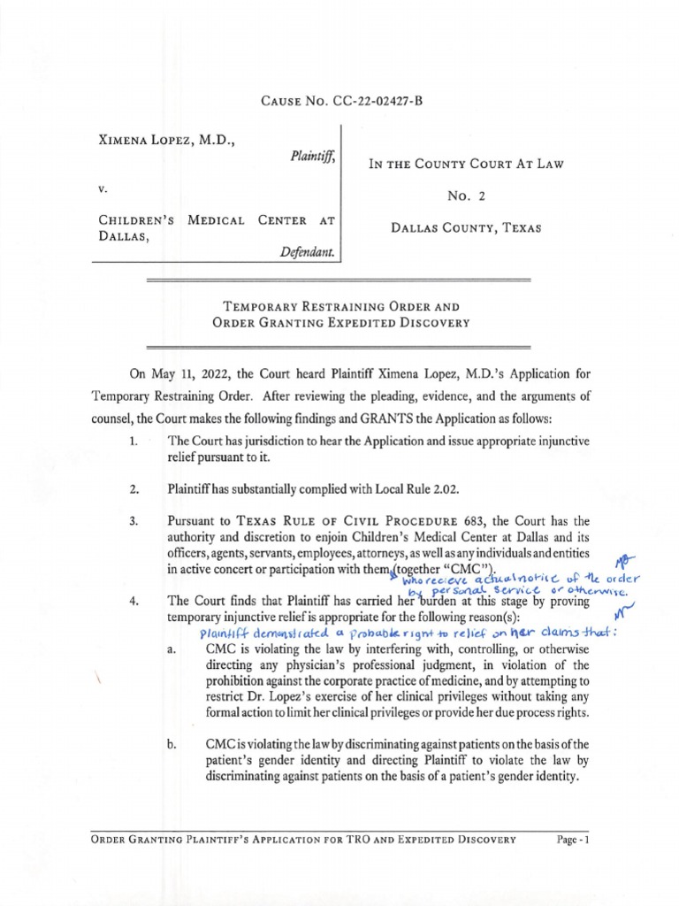 Temporary Restraining Order | PDF