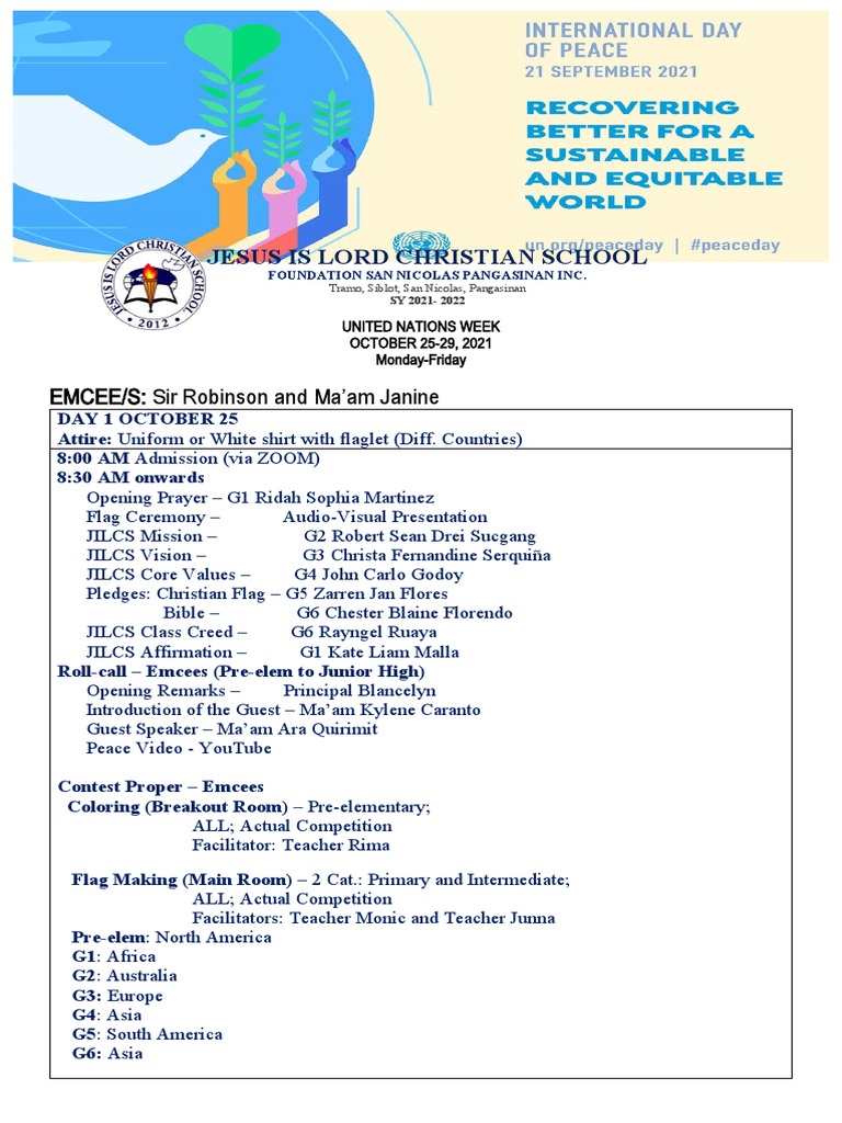 JILCS United Nations Week Activities | PDF
