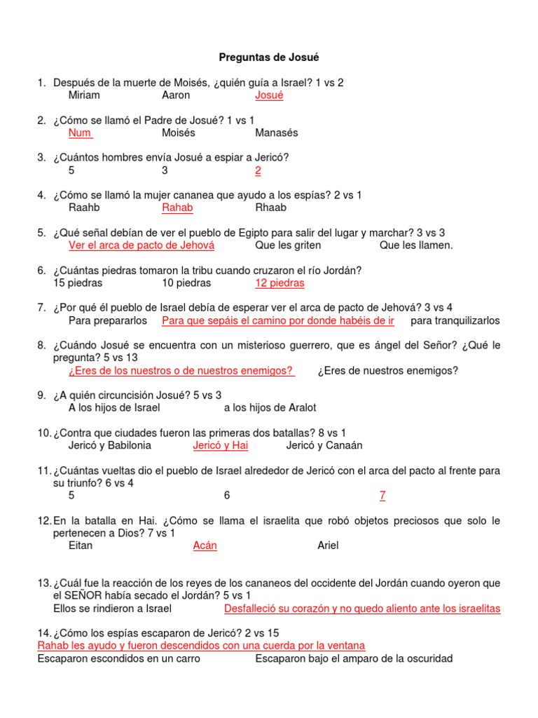 Preguntas de Josué | PDF | Joshua | Biblia hebrea
