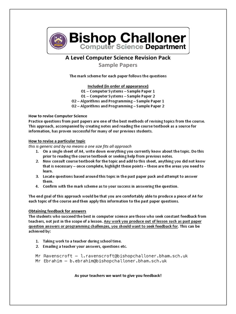 Y13 Revision - A Level Past Paper Pack - Sample Papers - Complete | PDF ...