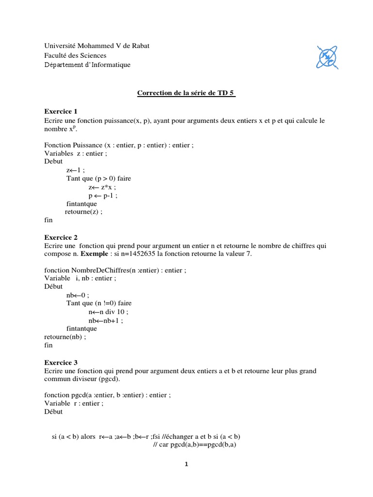 Correct TD5-1 | PDF | Méthodes et références pédagogiques