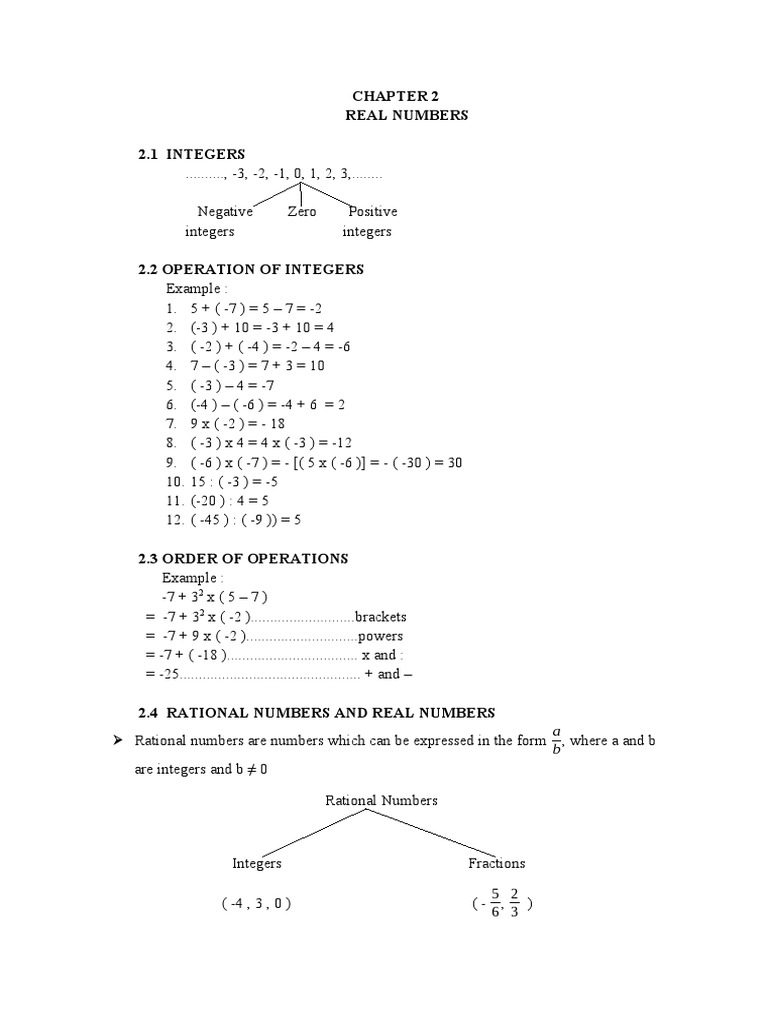 Integer Operations & Real Numbers | PDF