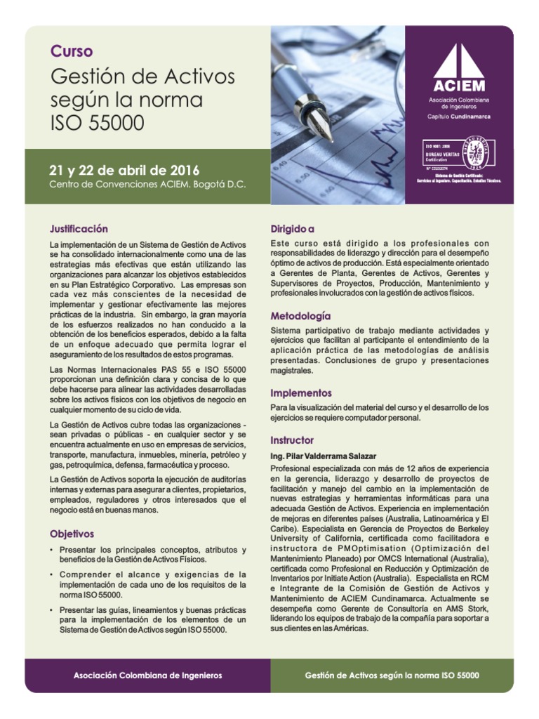 Curso Gestión Activos Norma ISO 55000 | PDF | Planificación estratégica ...