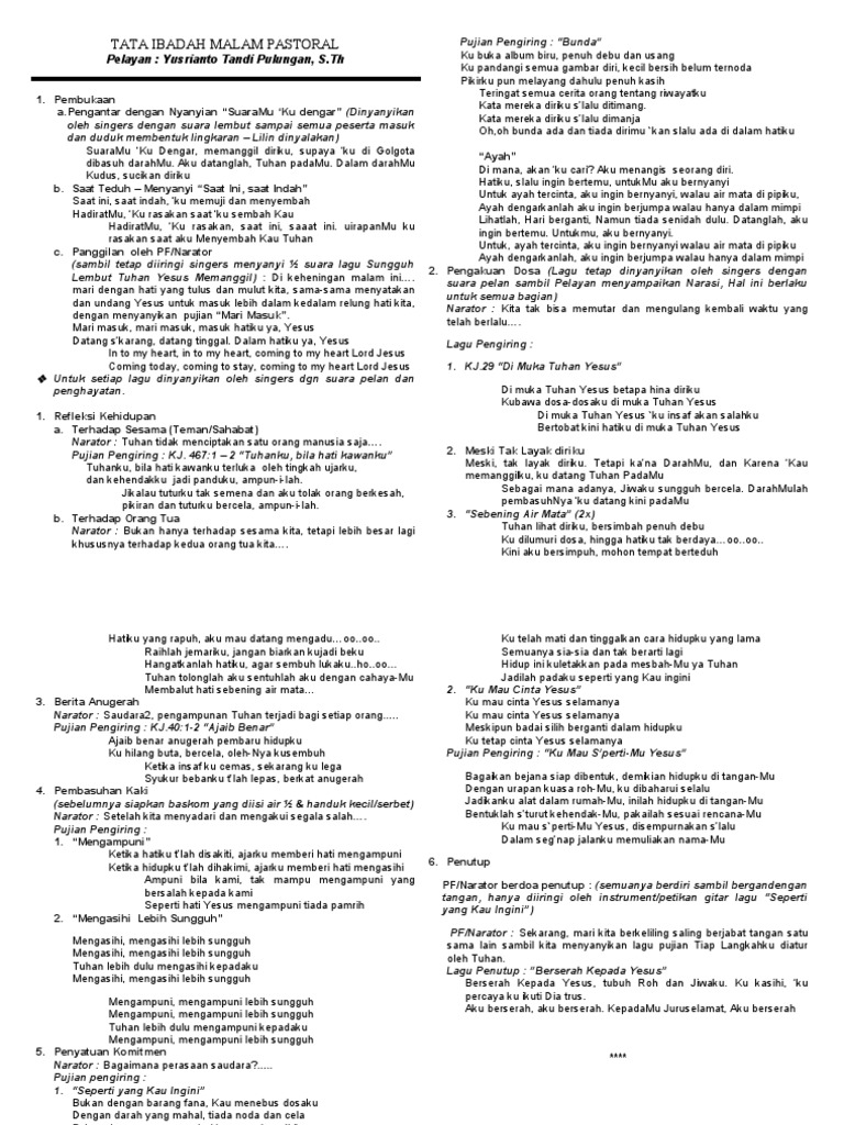 TATA IBADAH MALAM PASTORAL (Ryand) | PDF