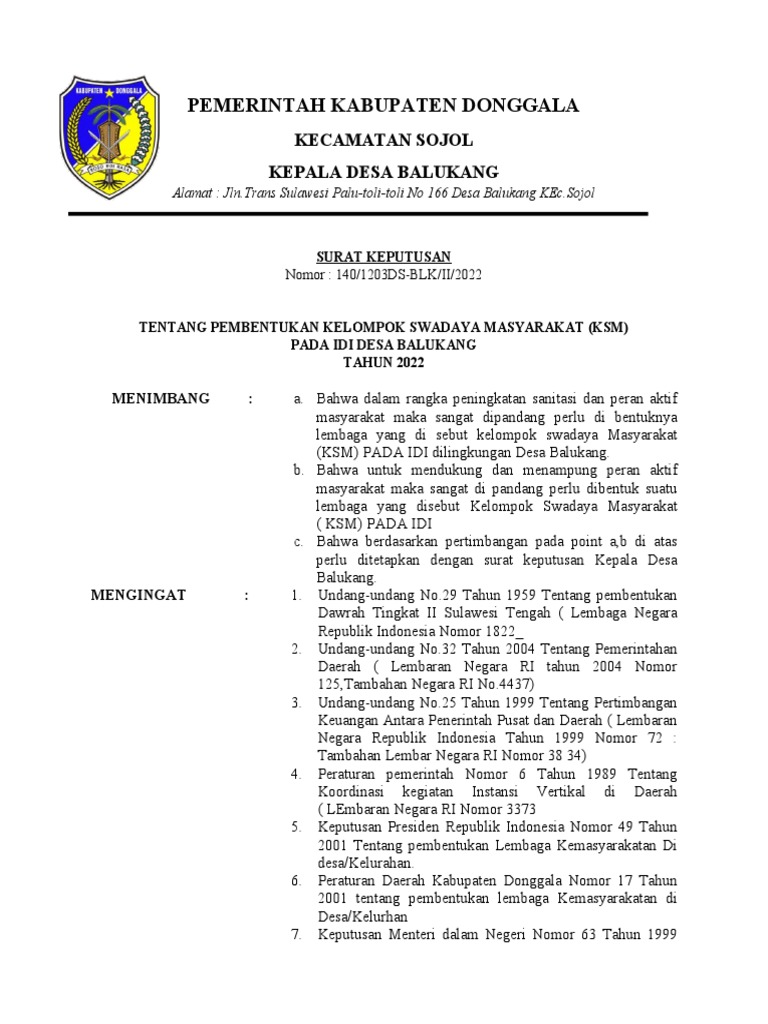 SK KSM Balukang | PDF