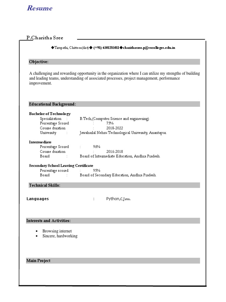 Charitha Sree Resume | PDF