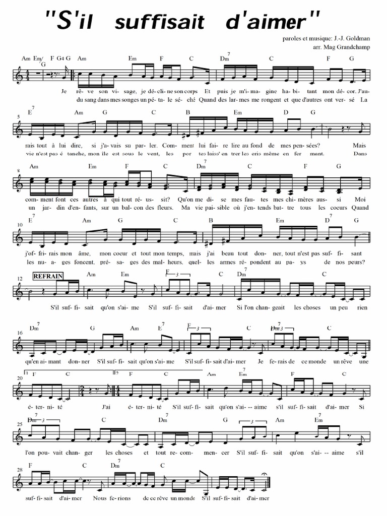 Celine Dion S Il Suffisait D Aimer | PDF