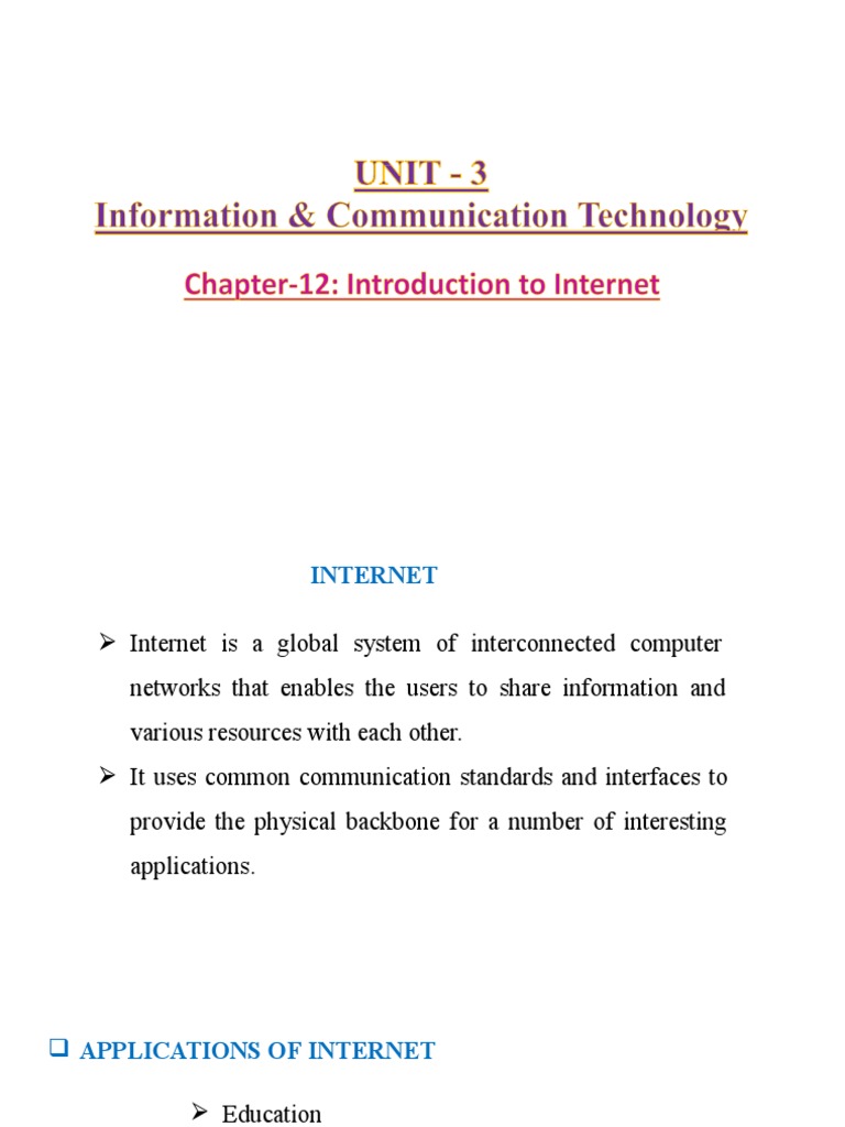 Class 9 - PART-A - Unit-3 - Ch-12 - Introduction To Internet | PDF ...