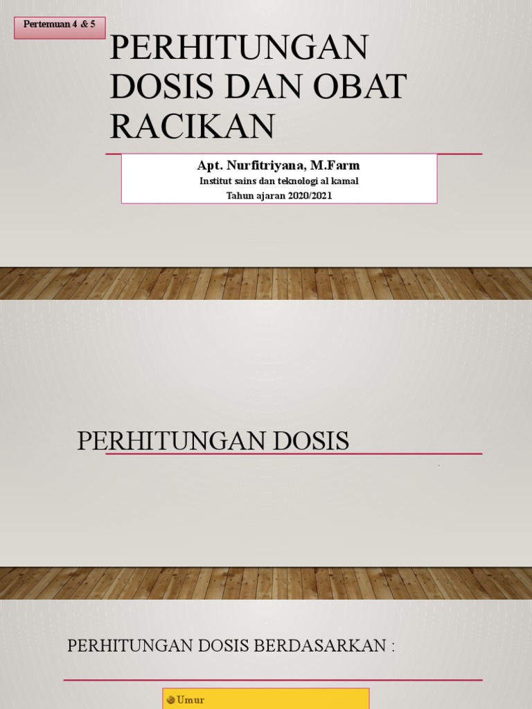 Perhitungan Dosis & Resep Racikan | PDF | Kesehatan Holistik