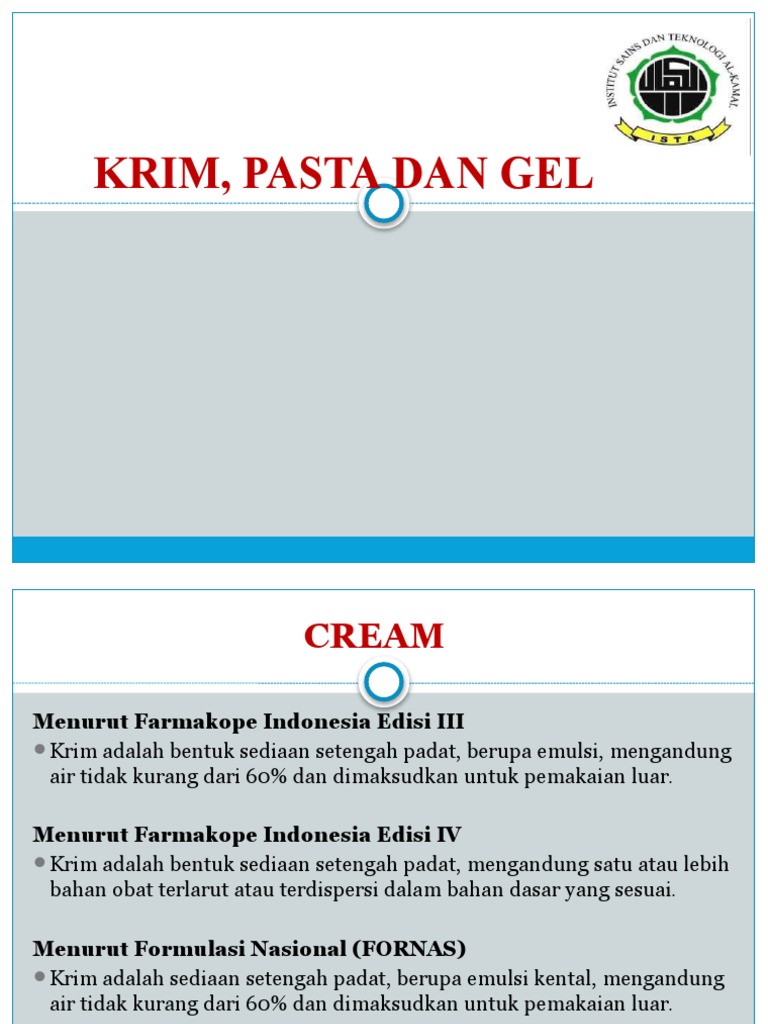 Cream, Pasta Dan Gel | PDF
