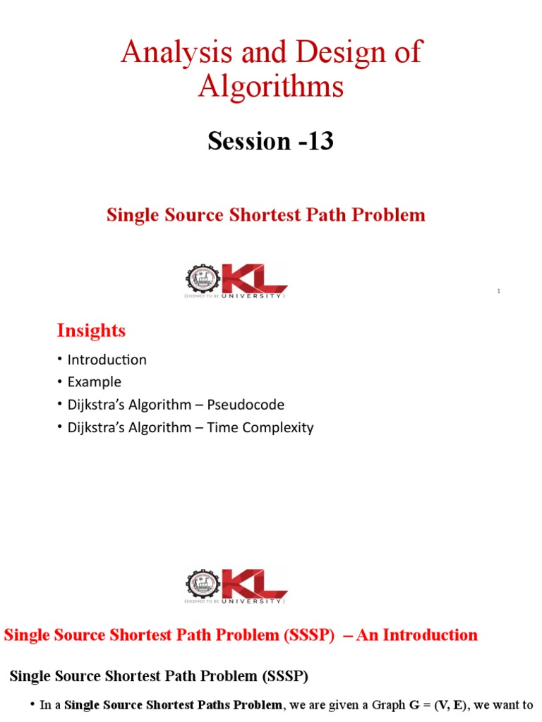 Session 13 - Single Source Shortest Path Method | PDF | Discrete ...
