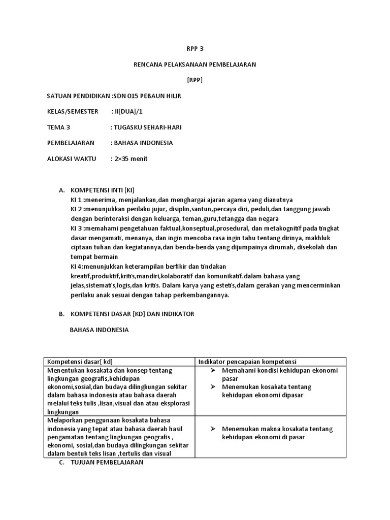 RPP 3 Dan 4 R. Marwika PKM | PDF