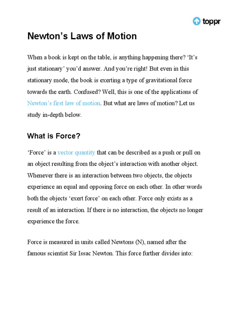 Cbse Class 9 Science Chapter 9 Force And Laws Of Motion Revision Notes