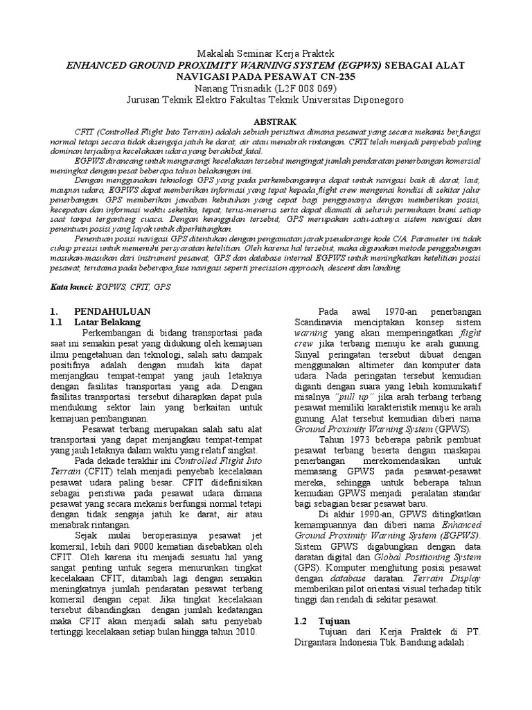 ENHANCED GROUND PROXIMITY WARNING SYSTEM (EGPWS) Sebagai Alat Navigasi ...