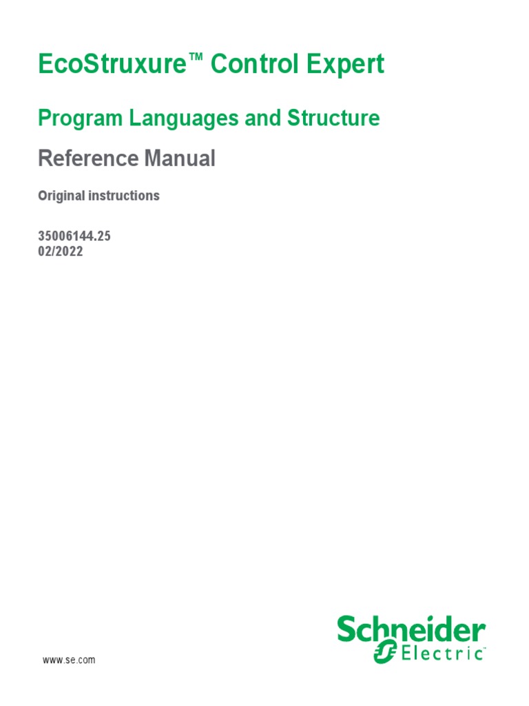 EcoStructure Control Expert - Program Languages & Structure - Reference Manual | PDF ...