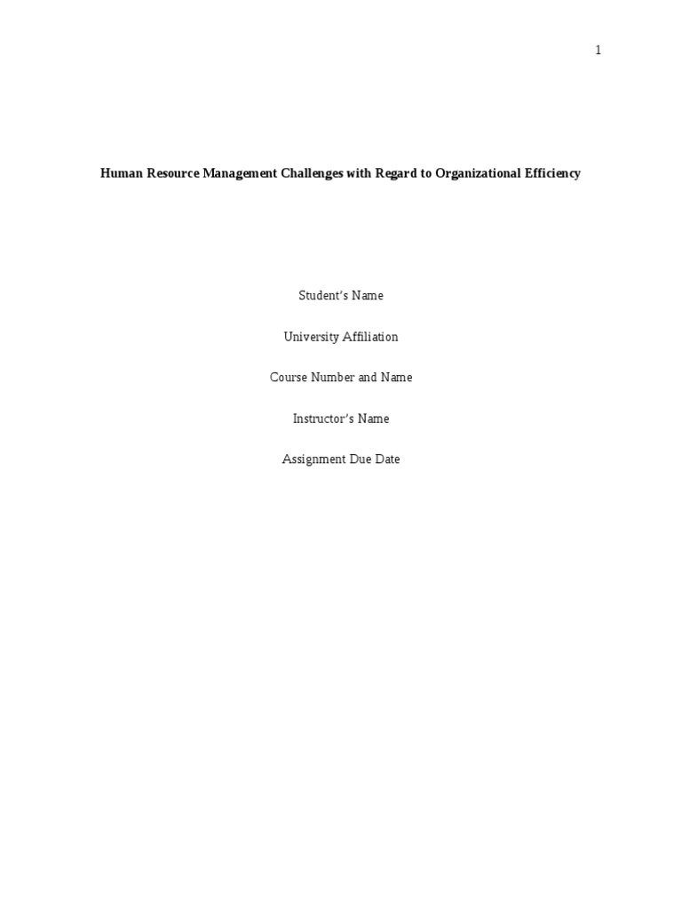 Draft Human Resource Management Challenges With Regard To ...