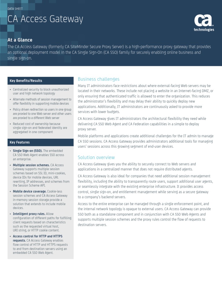 Ca Access Gateway | PDF | Proxy Server | Internet & Web