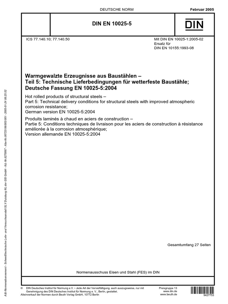Din en 10025-5 | PDF