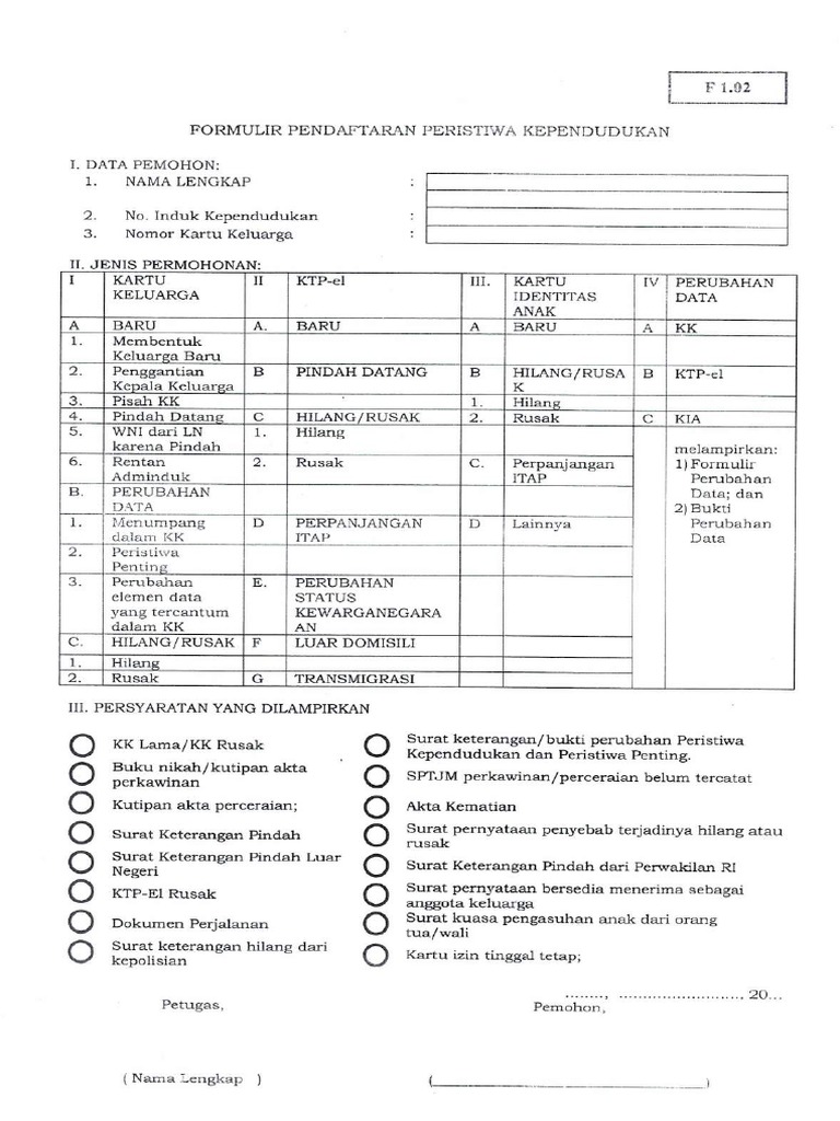 Formulir F.1.02 | PDF
