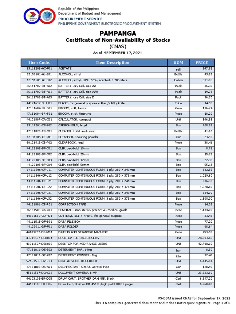 PS-DBM Cnas September 17, 2021 | PDF | Printer (Computing) | Equipment