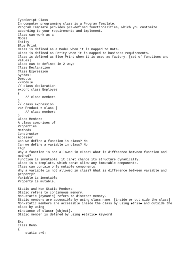 TypeScript Class 1 | PDF | Class (Computer Programming) | Method (Computer Programming)