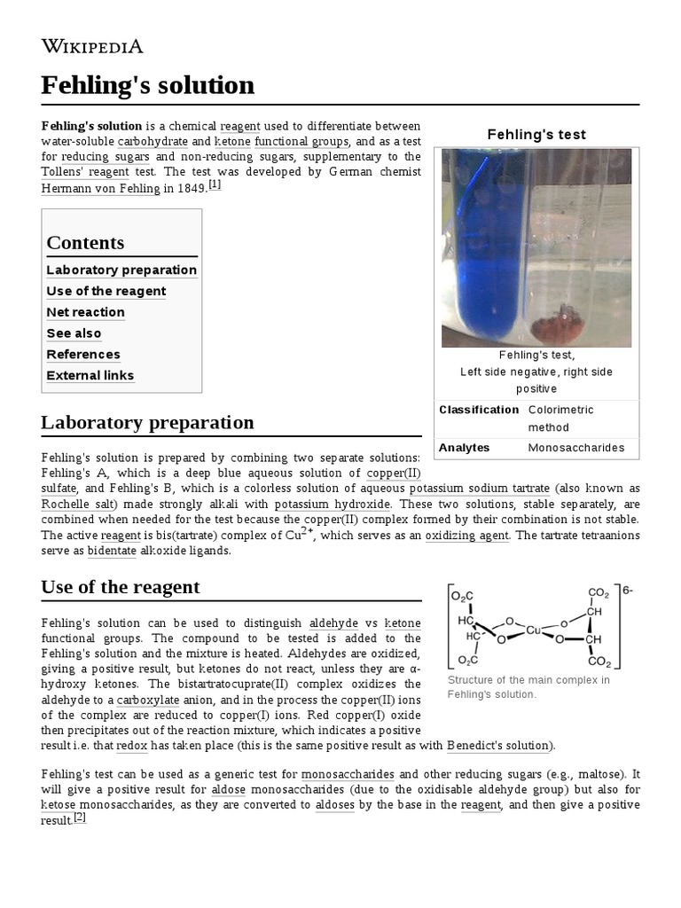 Fehling's_solution | PDF | Chemistry | Chemical Substances