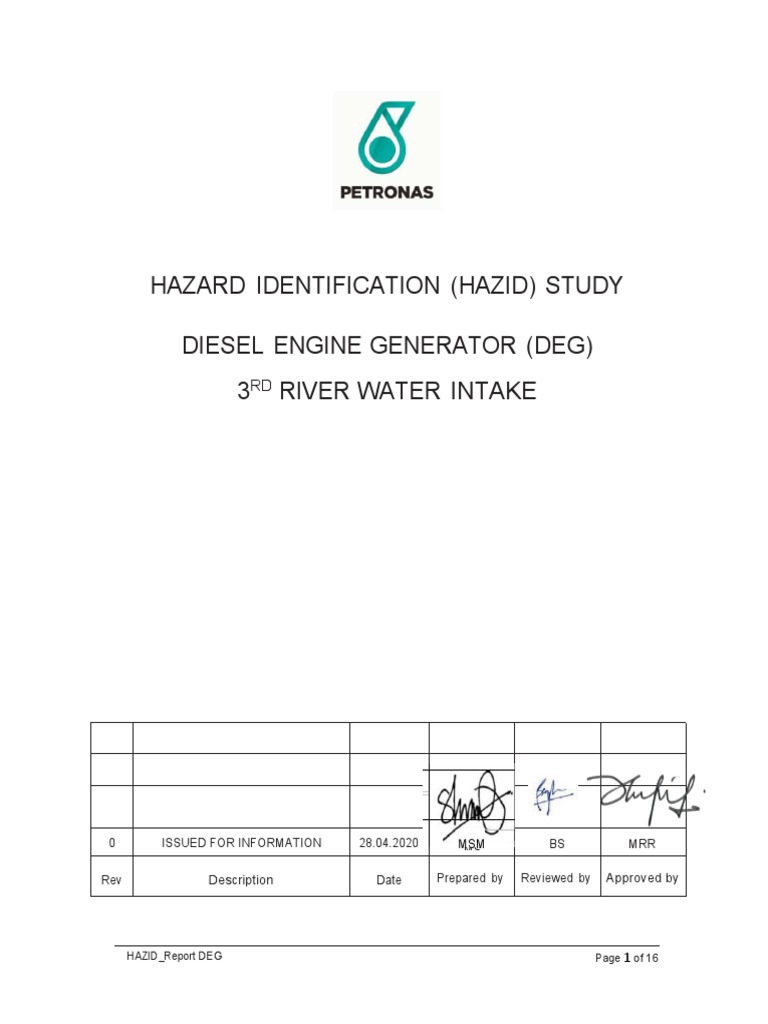 Hazard Identification (Hazid) Study Diesel Engine Generator (Deg) 3 ...