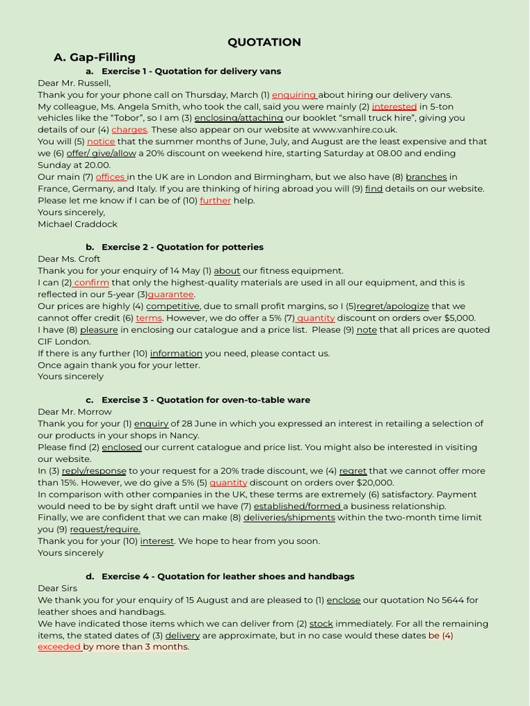 Quotation Exercise | PDF | Ho Chi Minh City | Business