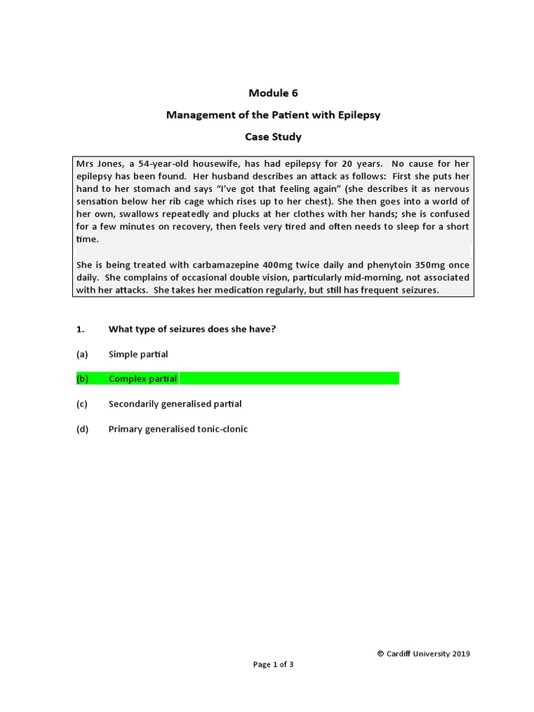 Epilepsy Case Study 2019 | PDF | Epilepsy | Osteoporosis