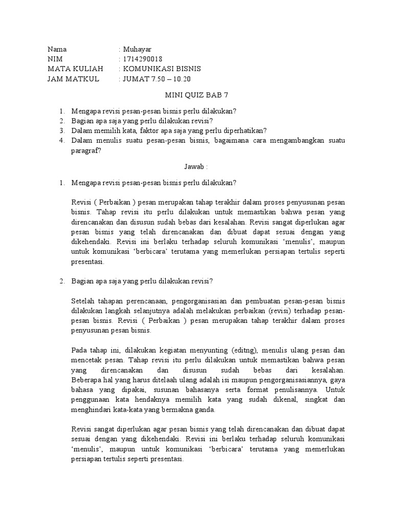 04komunikasi Bisnis Bab 7-8 Muhayar | PDF | Bisnis | Pengelolaan Keuangan & Uang